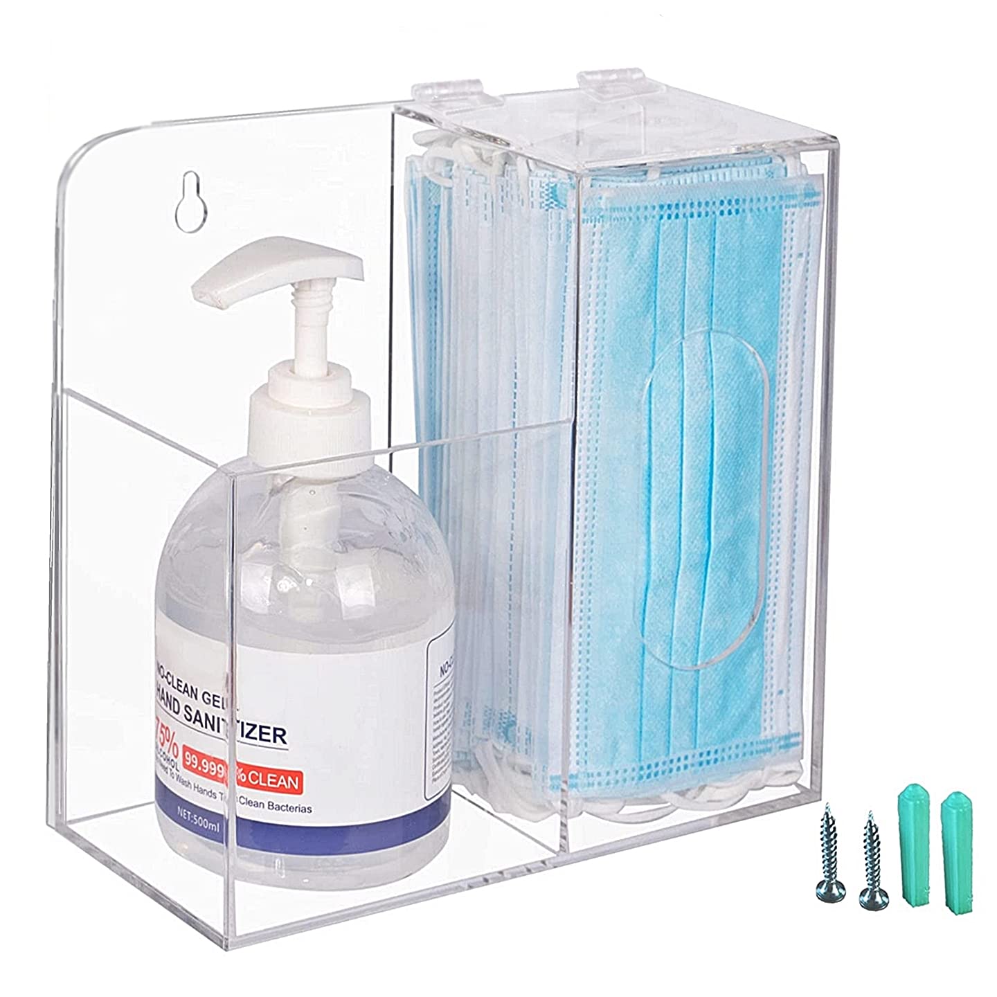 Elegant Creations Mask Dispenser and Hand Sanitizer Holder Stand Wall ...