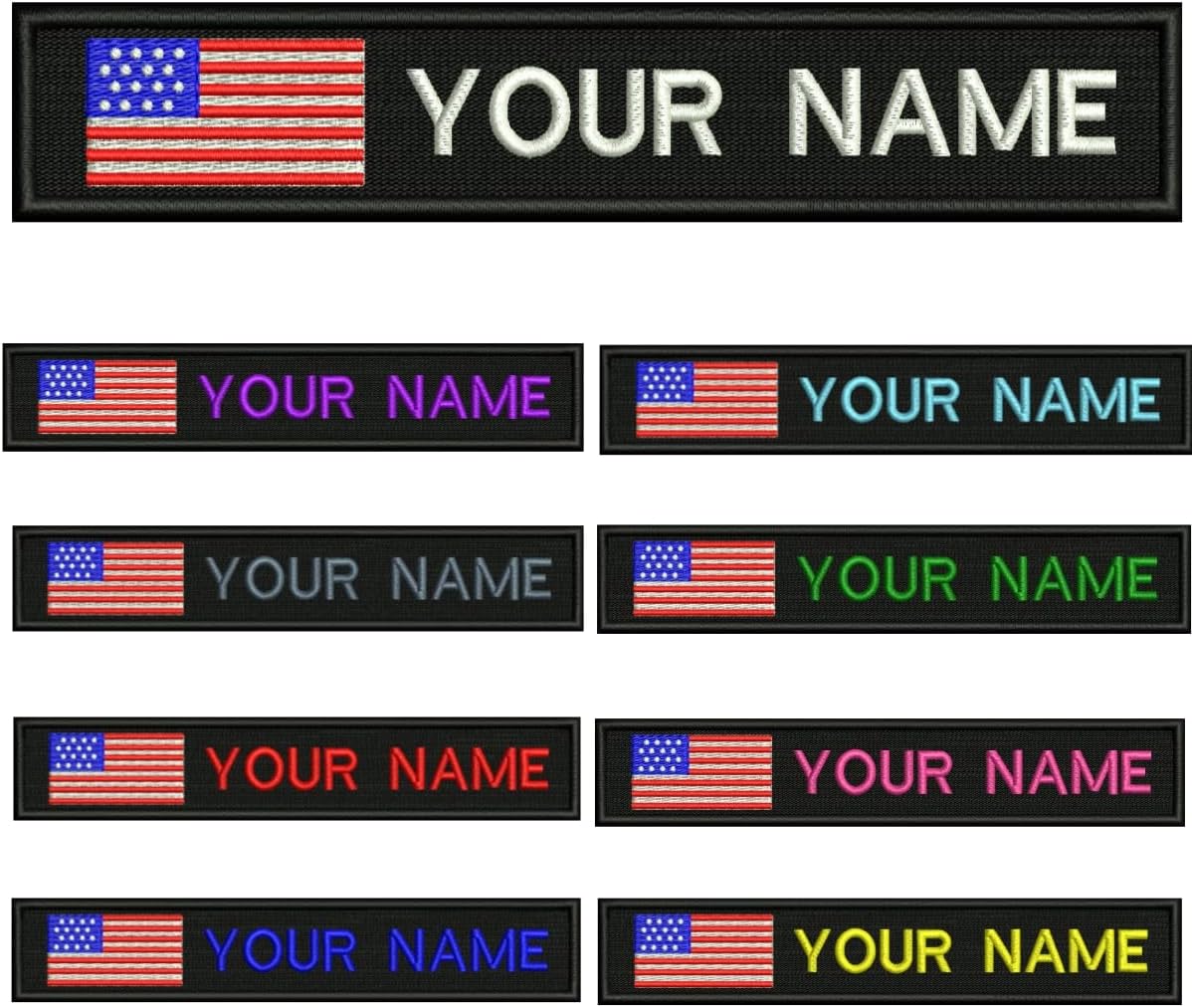 Amazon.com: 2PC Custom Name Patches with American Flag,Embroidered Name ...