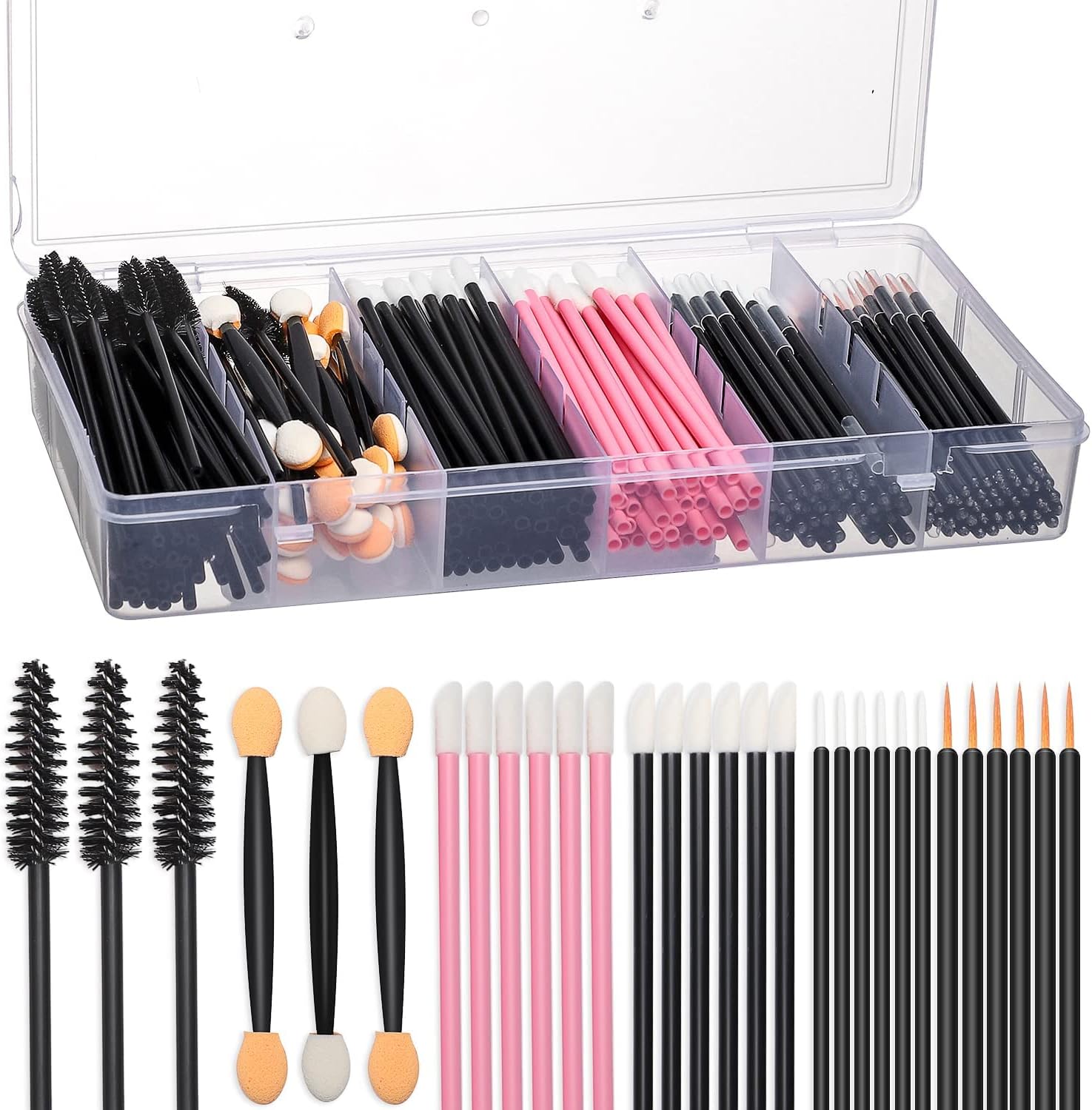 Amazon.com: Upgrade 206pcs Disposable Makeup Applicators Kit, Mascara ...