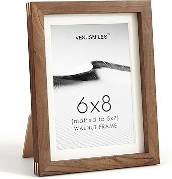 Amazon.com - 6x8 Picture Frame, USA-Sourced Natural Walnut Wood Photo ...