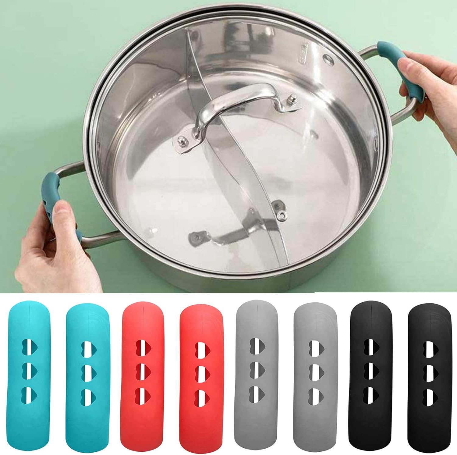 Amazon.com: 8Pcs Silicone Assist Handle Holder Grip Cast Iron Skillet ...