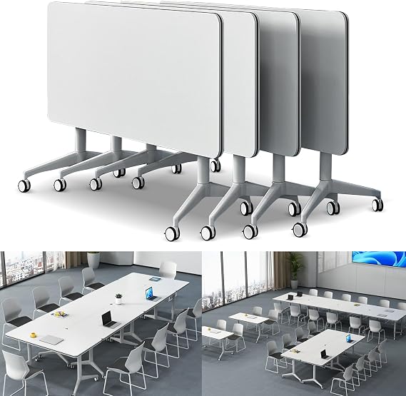 Amazon.com: Folding Conference Table Modern Large Mobile Meeting Table ...