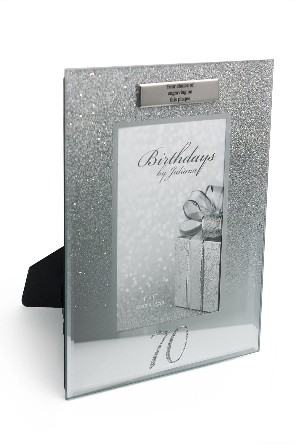 Personalised 70th Birthday Photo Frame Silver Glitter Gift : Amazon.co ...