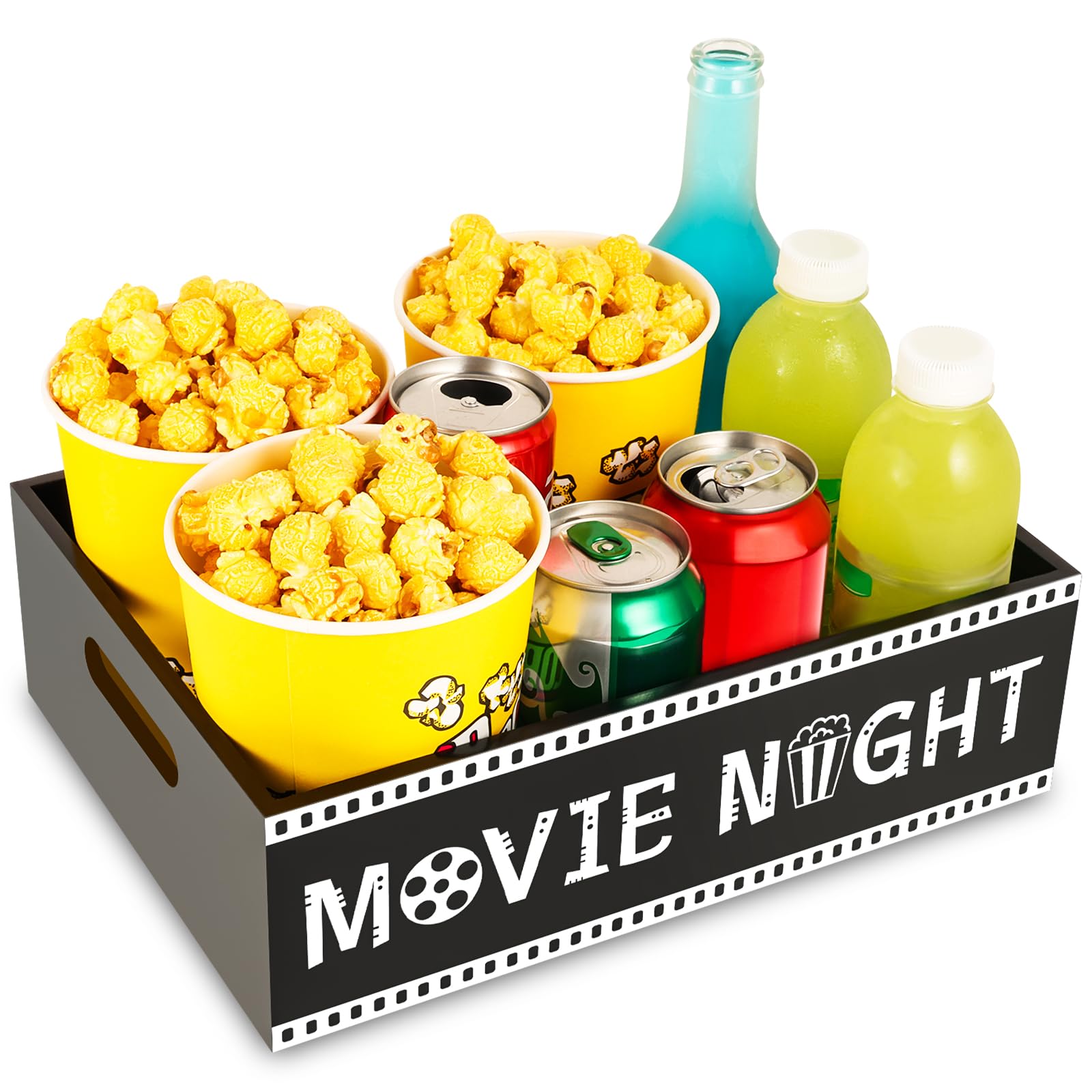 Amazon.com: PYQTH Movie Night Tray with Handles Wooden Snack Popcorn ...