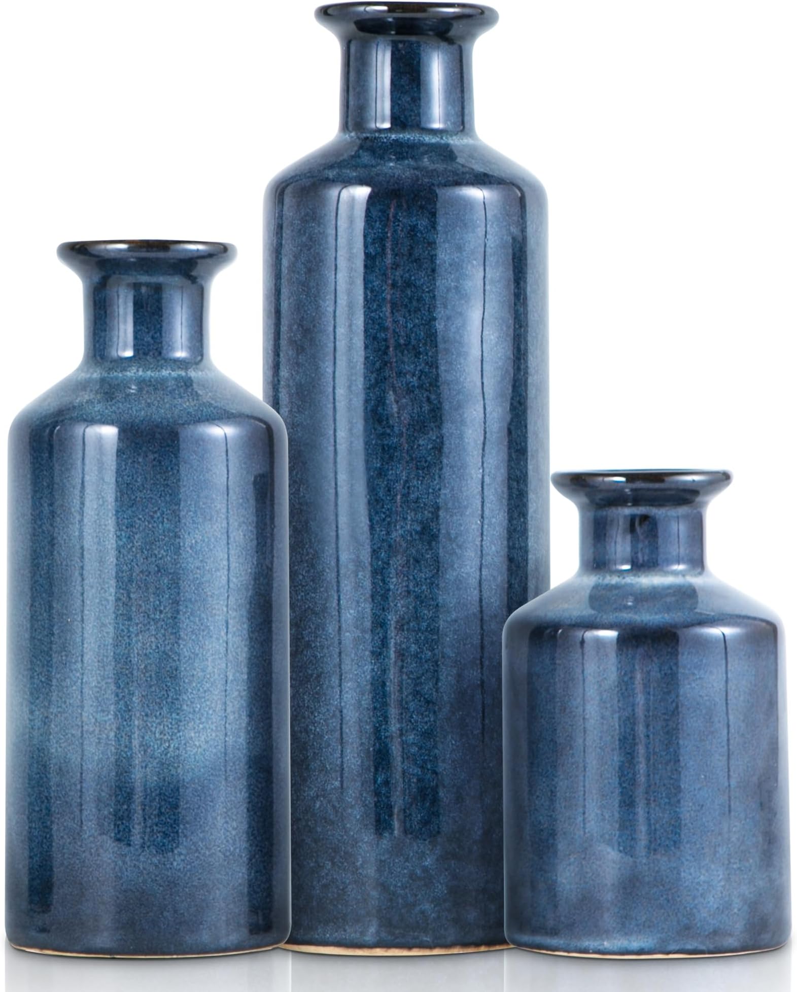 Amazon.com: Kendiis Ceramic Vase Set 3, Blue and Green Pottery Vase for ...