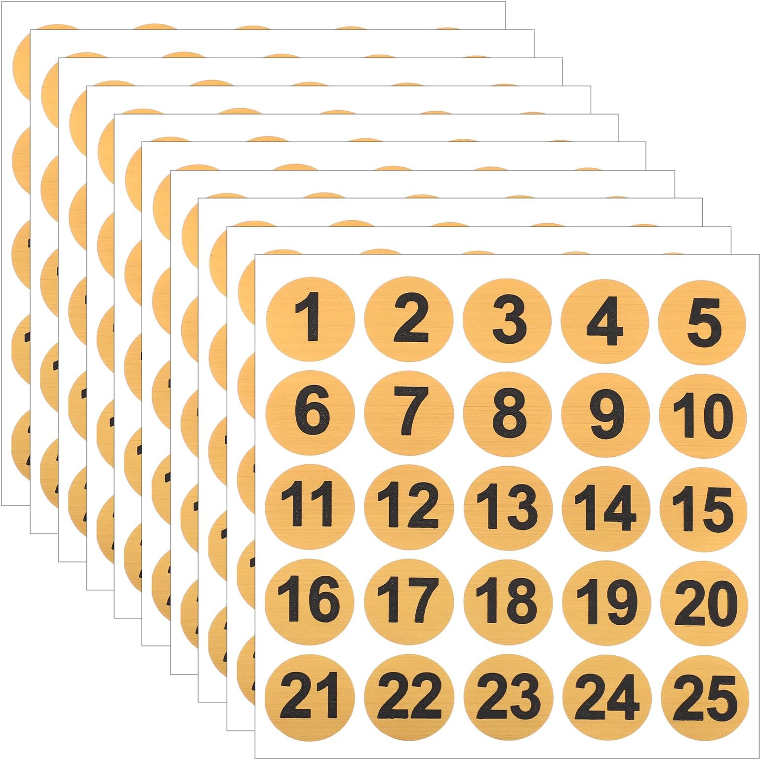 10 Blatt Zahlen Aufkleber Gold Wetterfest Zahlen Aufkleber 1 Bis 25 ...