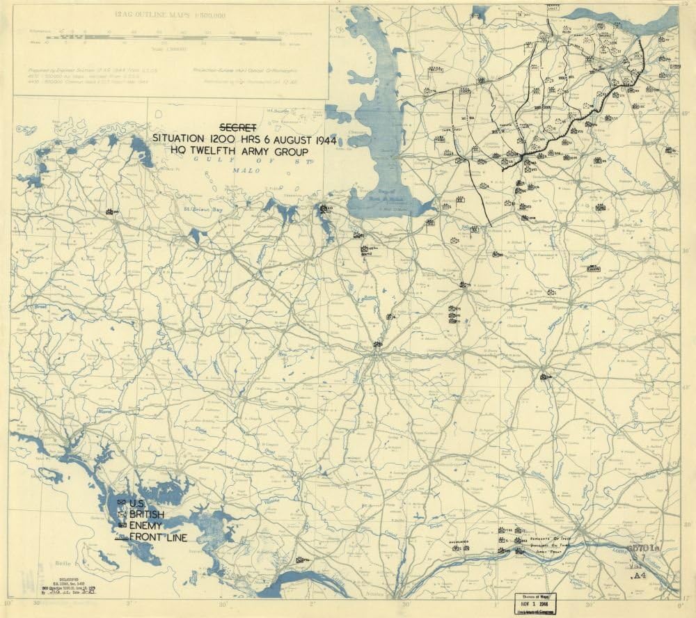 Amazon.com: INFINITE PHOTOGRAPHS Vintage 1944 Map of July 27, 1944, HQ ...