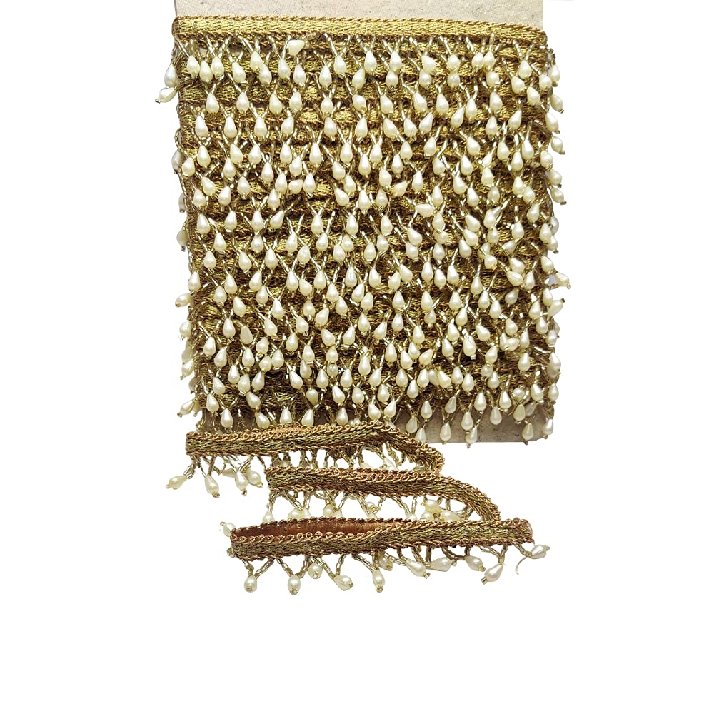 Golden Beaded Latkan Laces Border/Decorative Border Designer Trim and ...