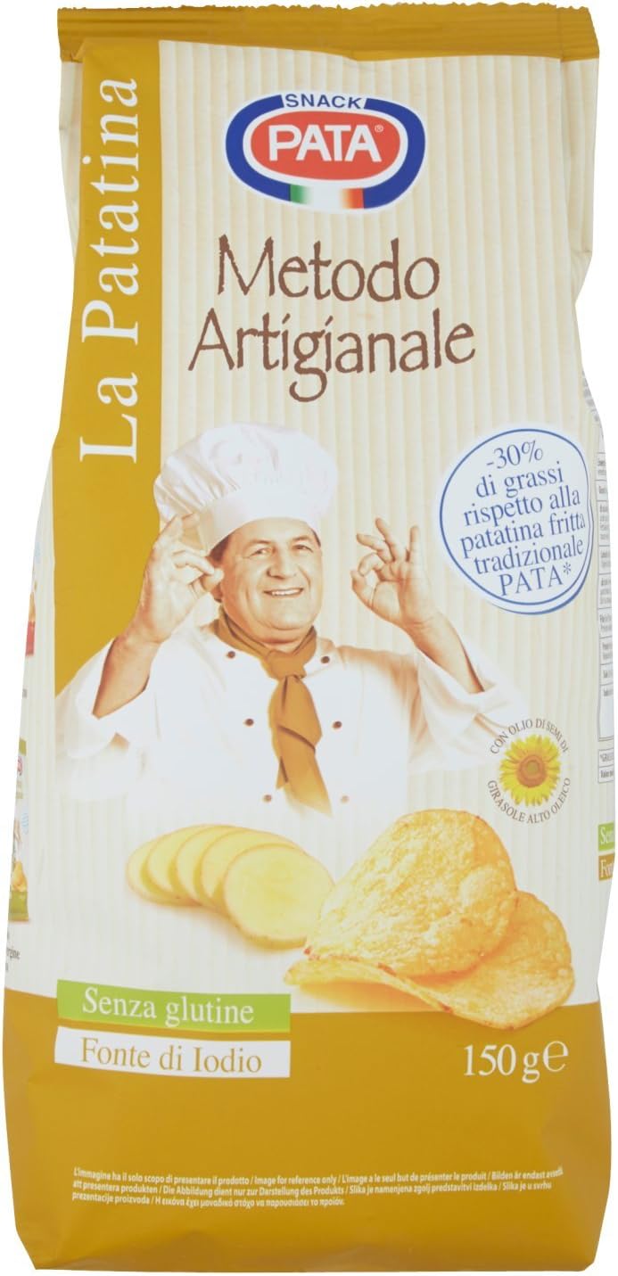 Snack Pata La Patatina Artigianale con Sale Iodato, 150g : Amazon.it ...