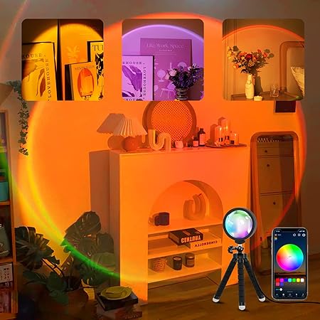 Molemyn Sunset Lamp APP Control Color Changing Sunset Lamp Projector ...