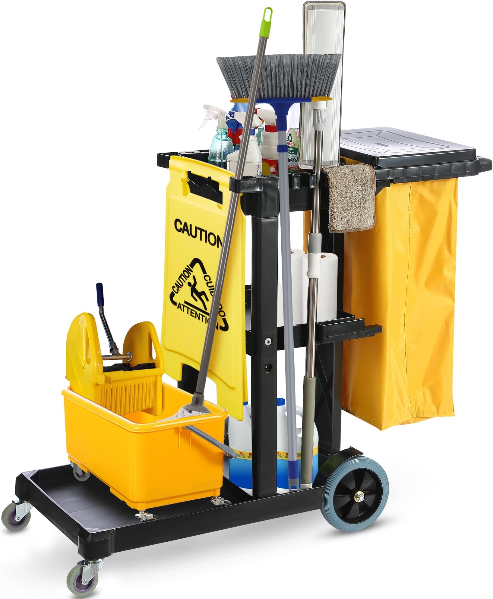 Amazon.com: Cleaning Cart, Cleaning Carts On Wheels, Janitorial Cart ...