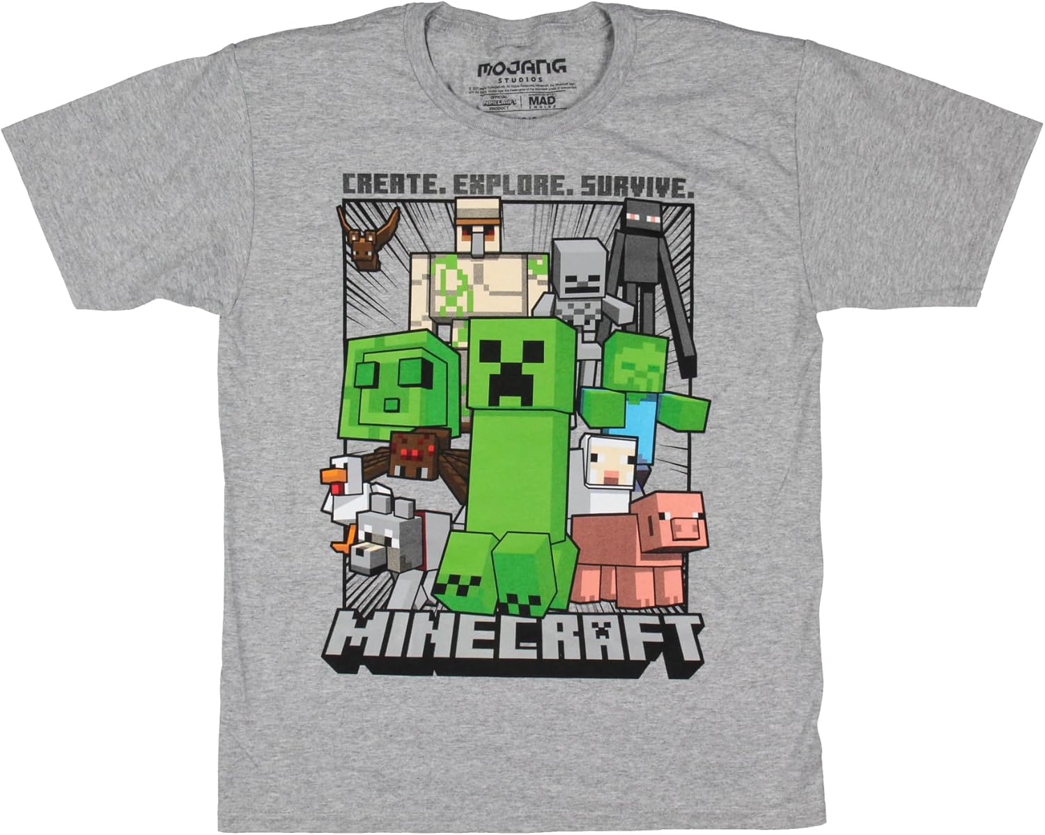 Amazon.com: Minecraft Boy's Create Explore Survive Creeper Skeleton ...