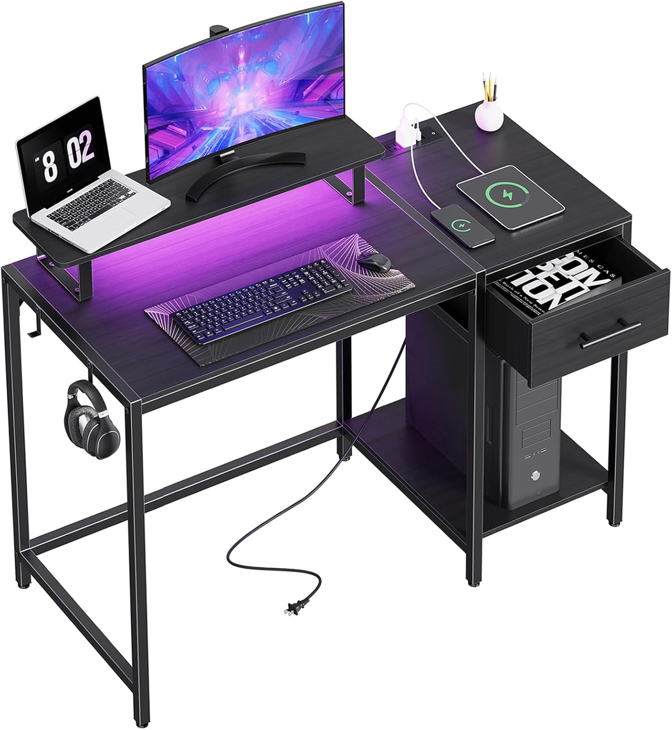 Amazon.com: Lkeiyay Small Computer Desk with Drawers, 40 inch Gaming ...