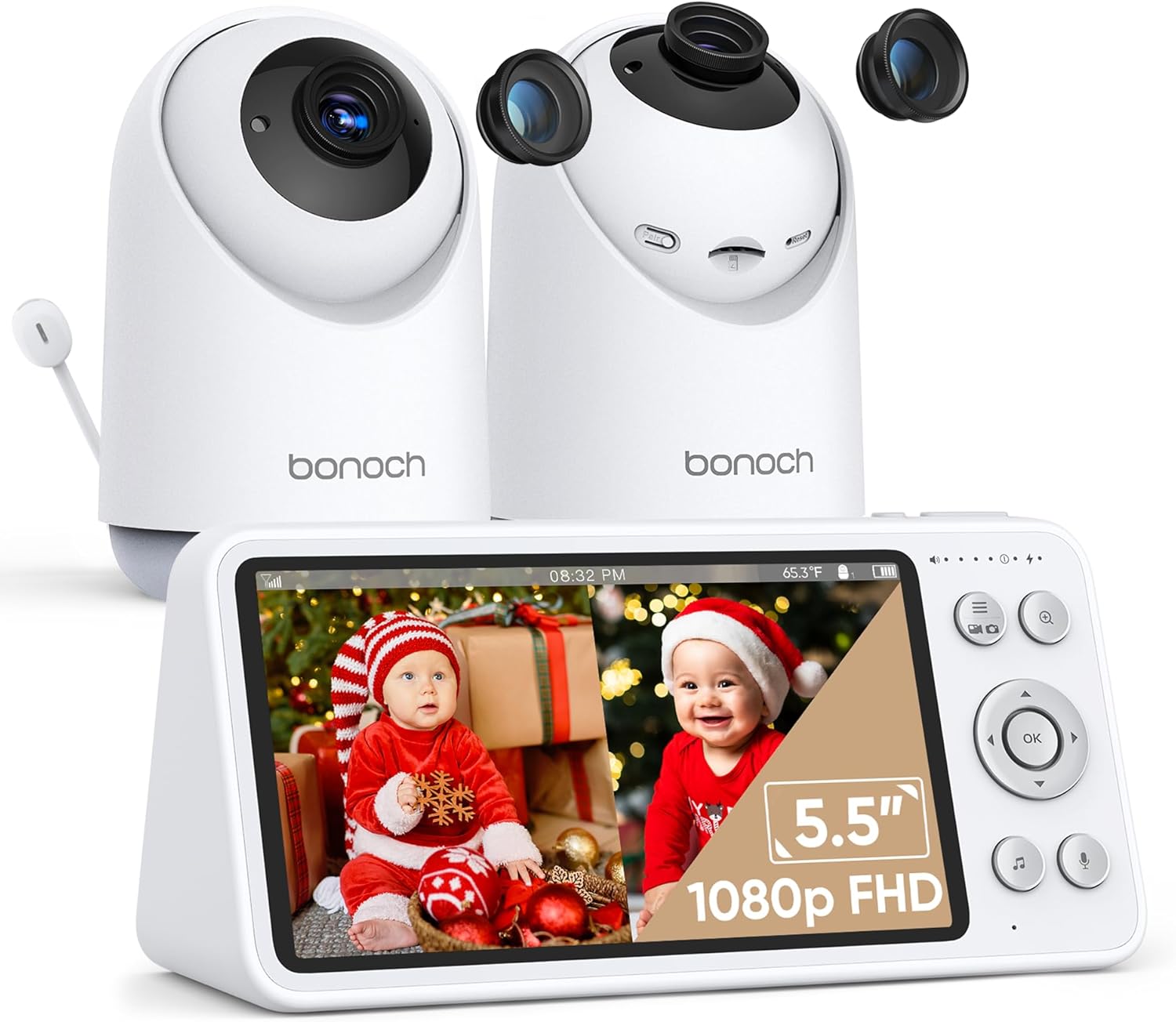 Amazon.com: bonoch Baby Monitor with 2 Cameras - 1800ft Ultra Long ...