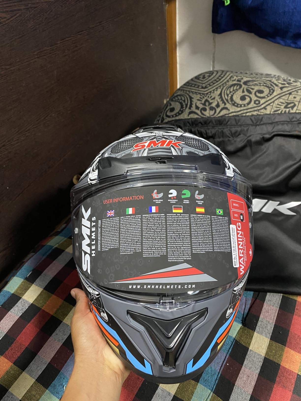 SMK Typhoon Motorhead Full FACE Helmet with with PINLOCK Fited (MA-676 ...