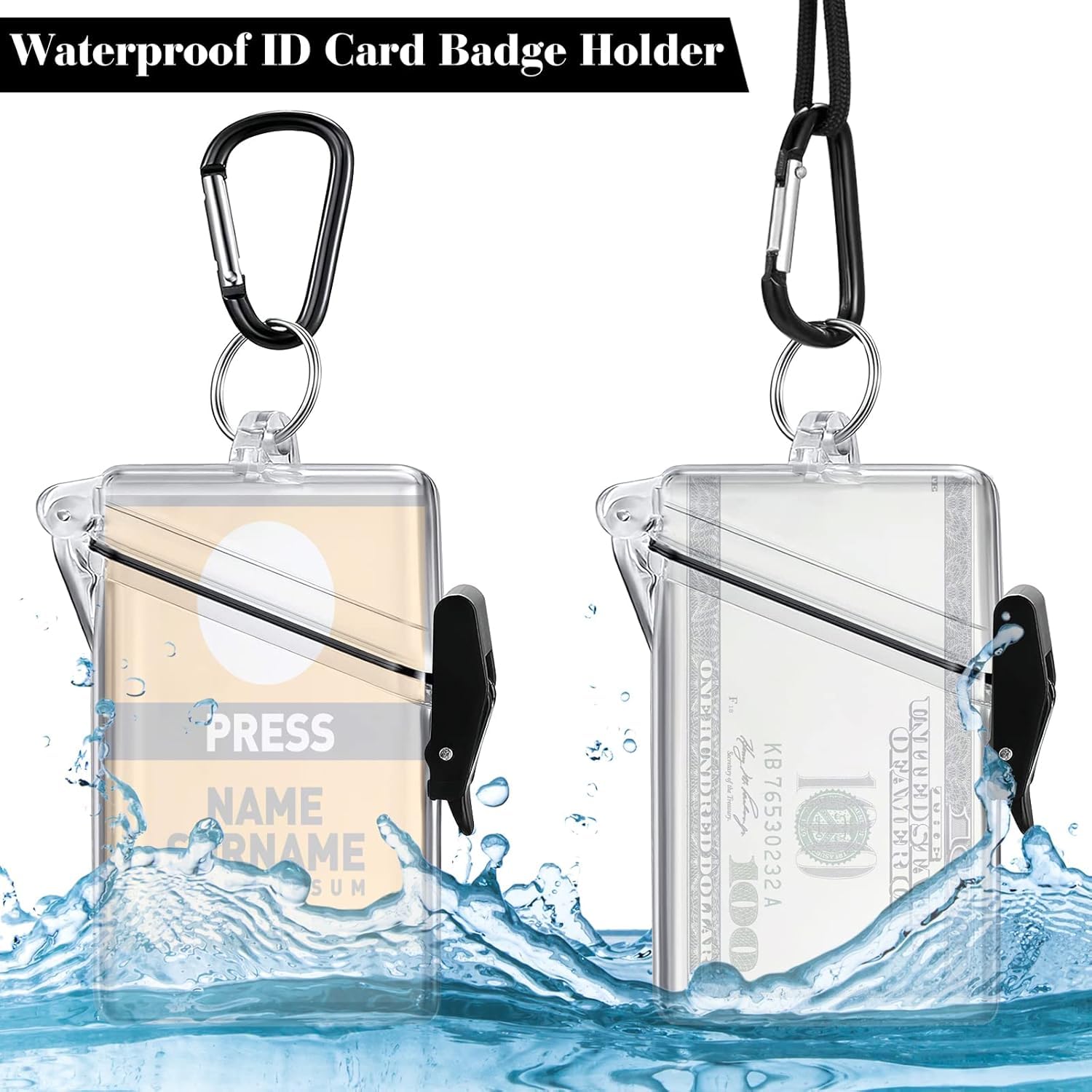 Snapklik.com : 8 Pack Waterproof ID Card Badge Holder Case Clear ID ...