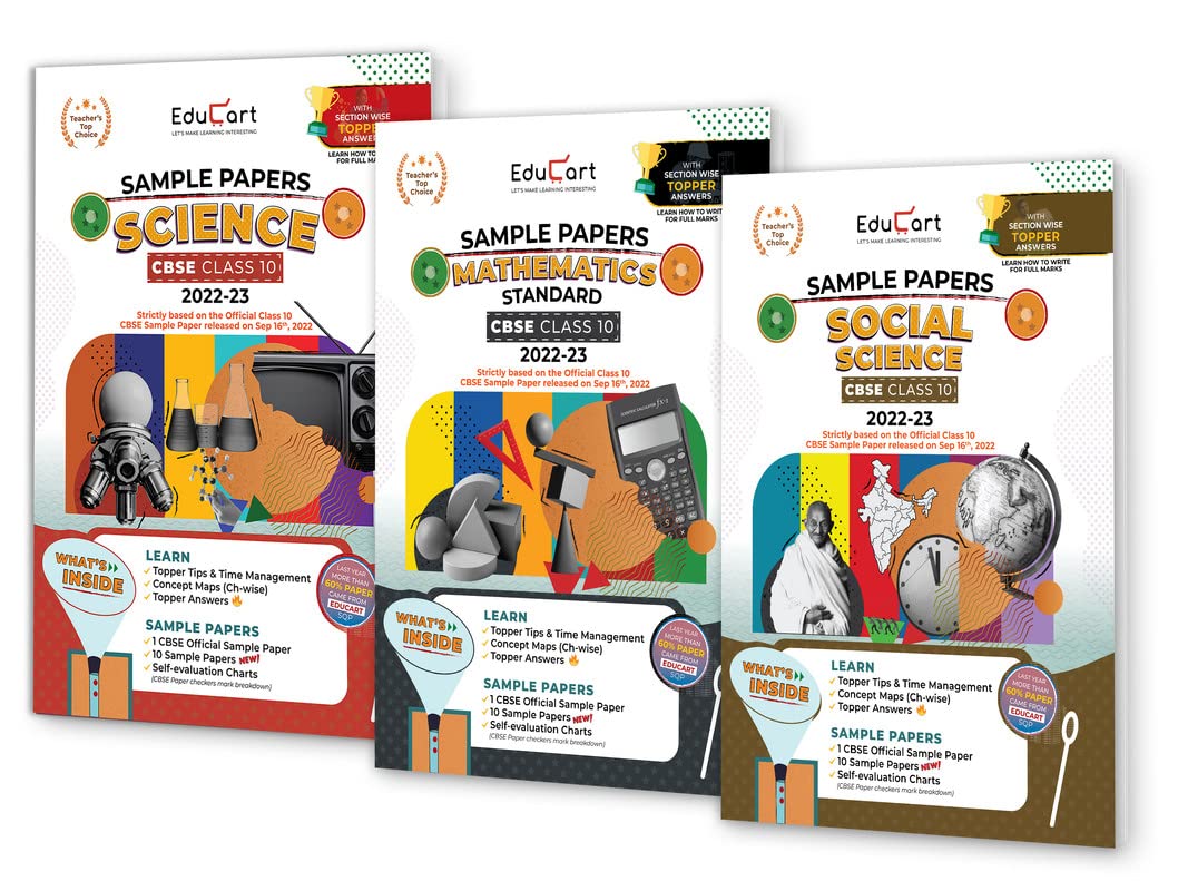 Educart CBSE Class 10 Sample Papers 2022-23 Bundle - Science, SST and ...
