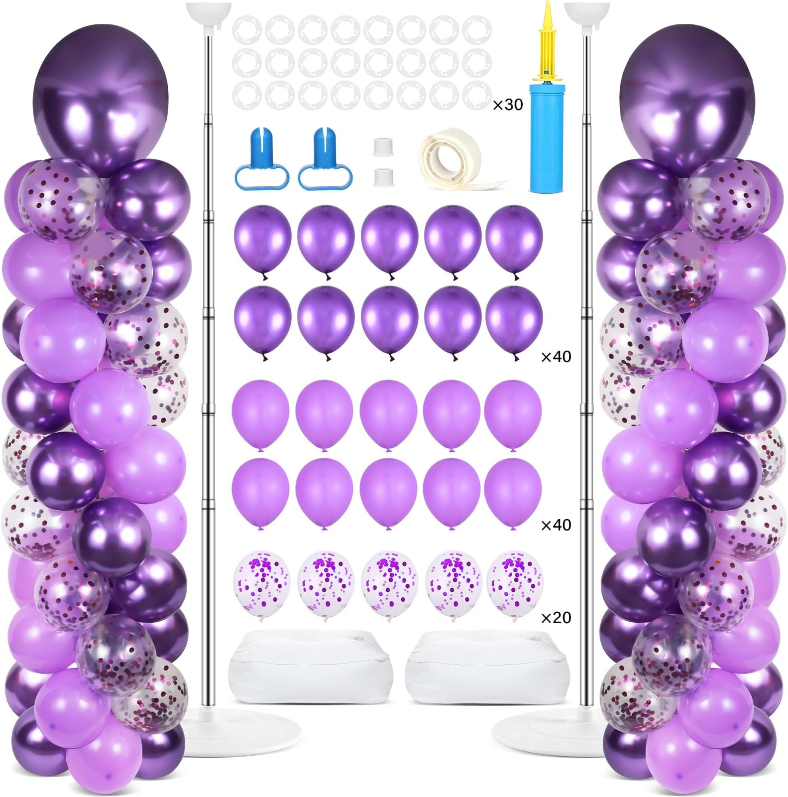 Amazon.com: 2 Sets Purple Balloon Column Stand Kit with 100 Balloons ...