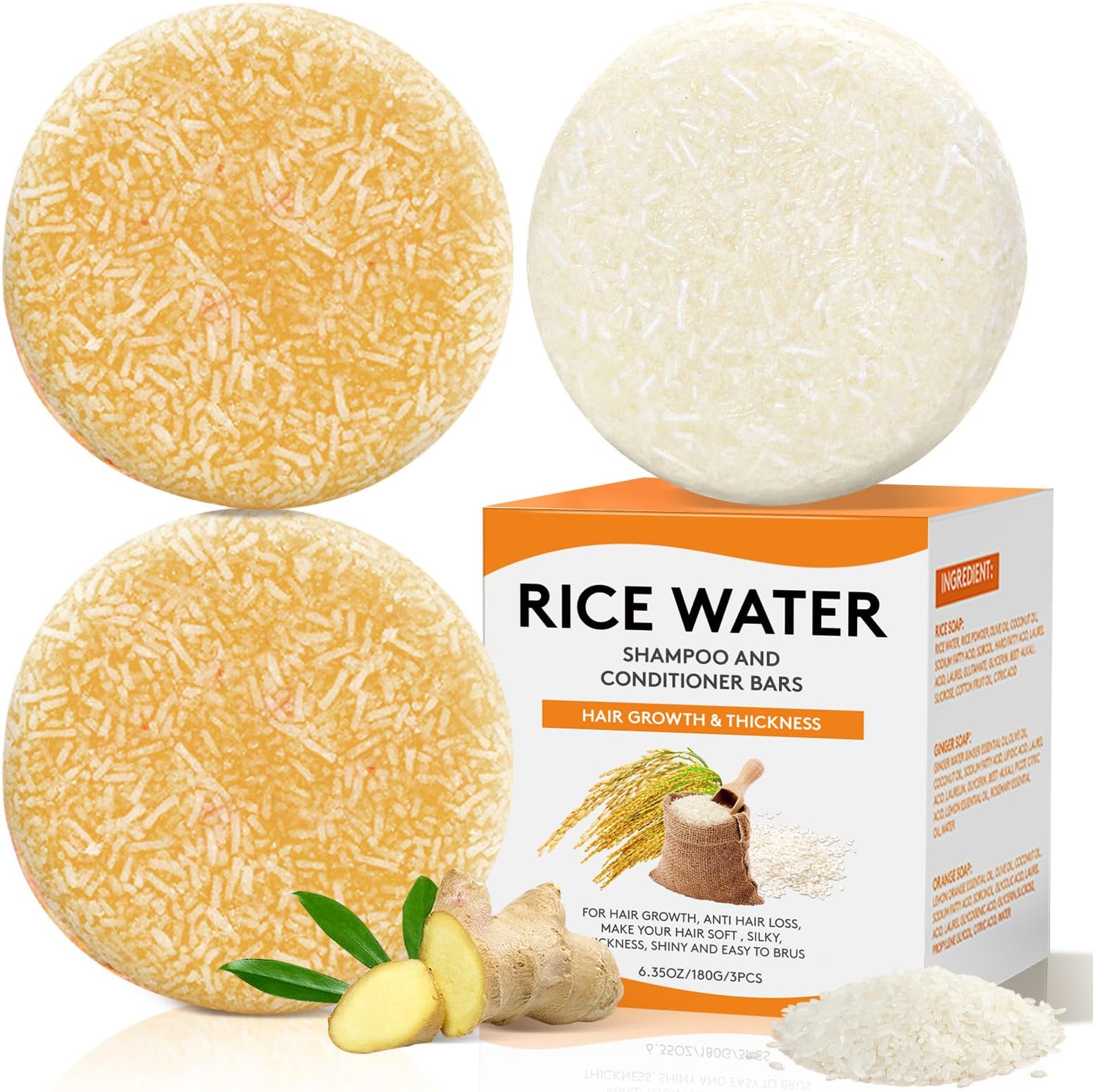 Amazon.com : Pubpok Rice Water Shampoo Bars and Conditioner Set for ...