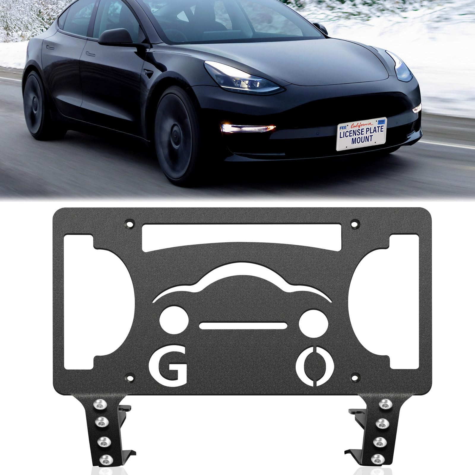 Snapklik.com : Model 3 No Drill Front License Plate Frame Fit For Tesla ...
