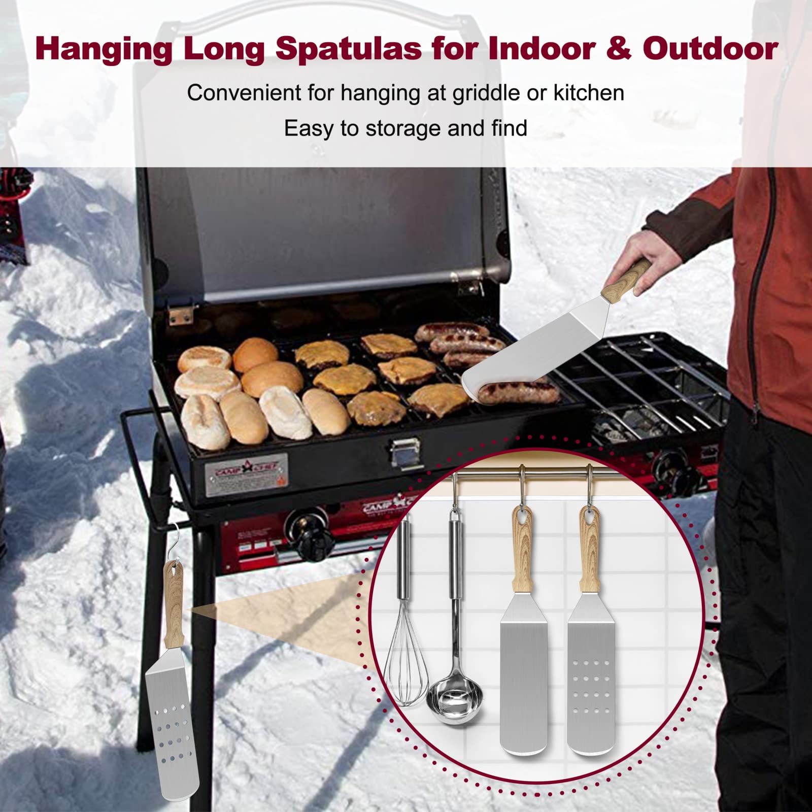 Snapklik.com : Metal Spatula Set Of 2, Heavy Duty Stainless Steel ...