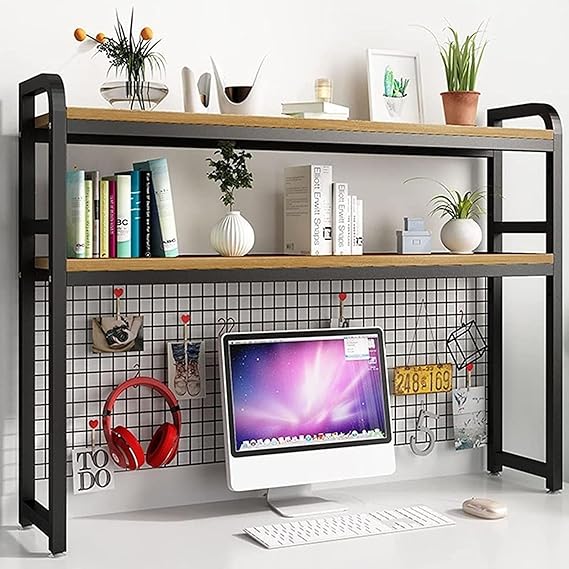 2 Tier DIY Bookshelf Freestanding Desk Organizer Multi Purpose Storage ...
