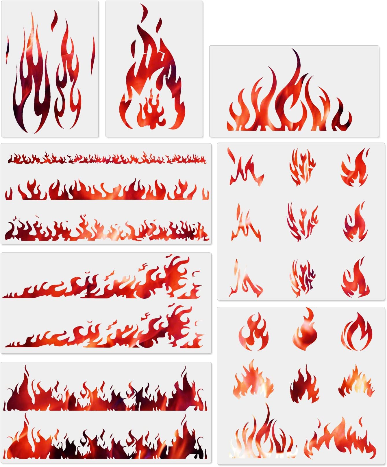 Amazon.com: 5 Sheets Flame Stencil Airbrush Flame Stencil Fire Stencil ...
