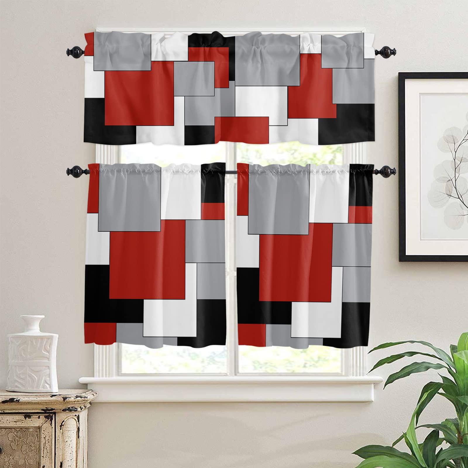Modern Red Kitchen Curtains