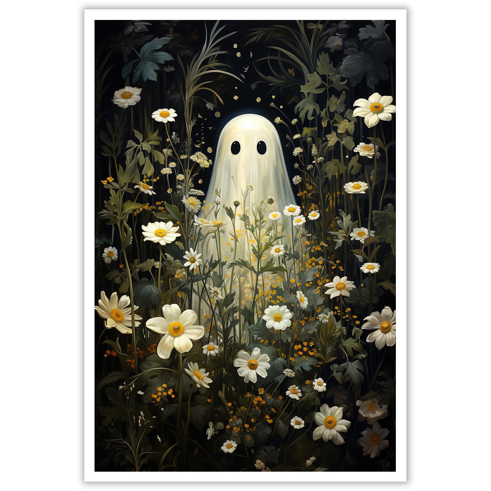 Amazon.com: Htdsks Retro White Ghost Posters Funny Cute Horror Scary ...
