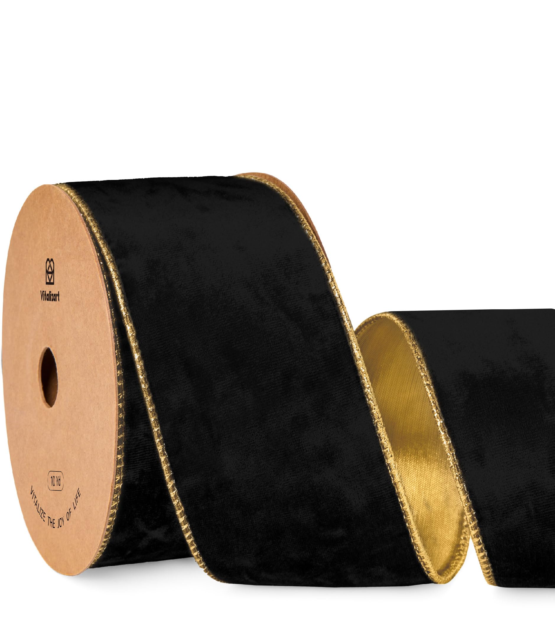 Amazon.com: Vitalizart Black Wired Velvet Ribbon 2.5 Inch Metallic ...