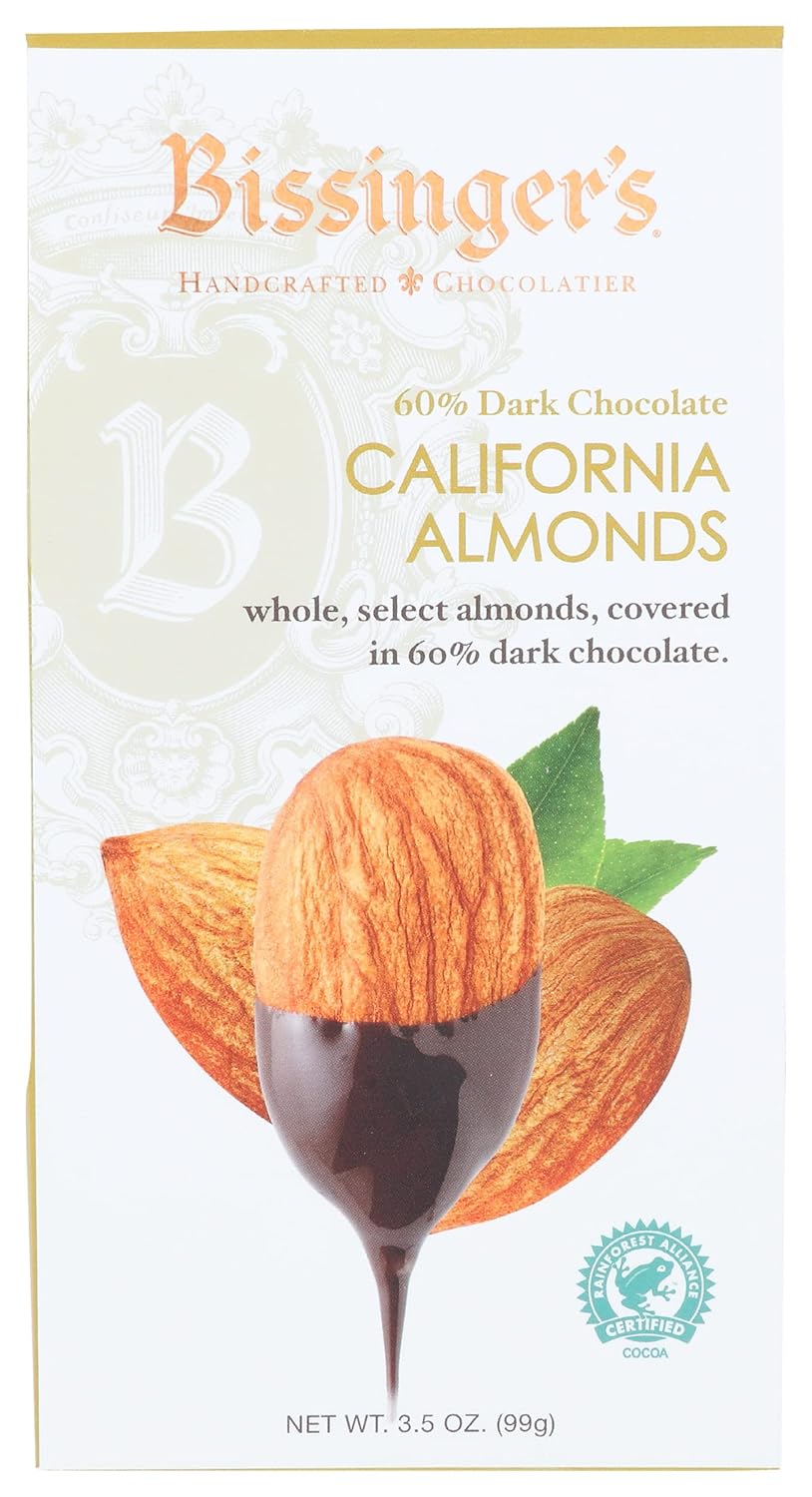 Amazon.com : Bissinger's, Dark Chocolate Almonds, 3.5 Ounce : Grocery ...