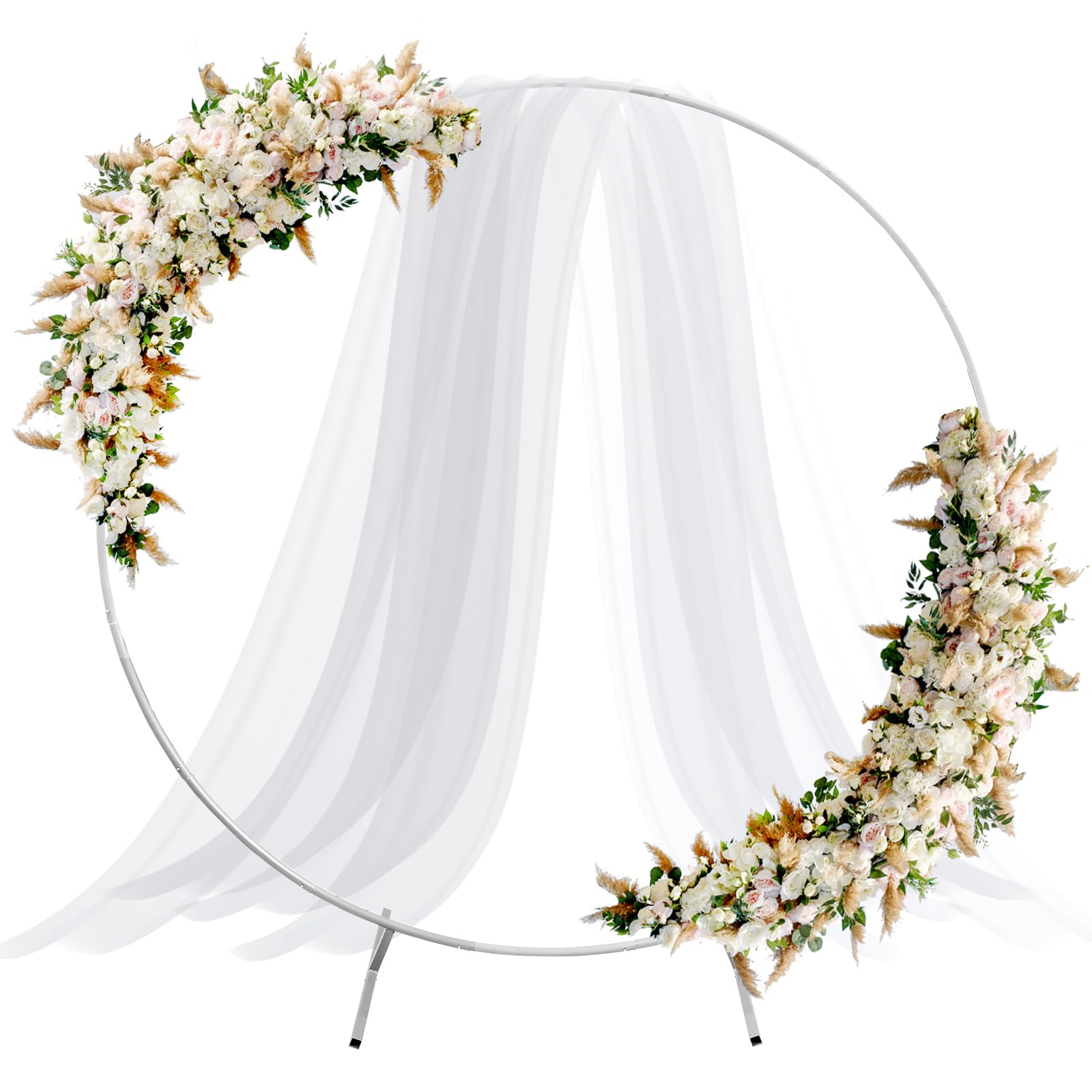 Round Arch Backdrop Stand,6 FT Reusable White Metal Circle Balloon Arch ...