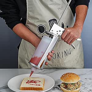 Burger Sauce Gun, Quantitative Sauce Dispenser with Squeeze Bottles ...