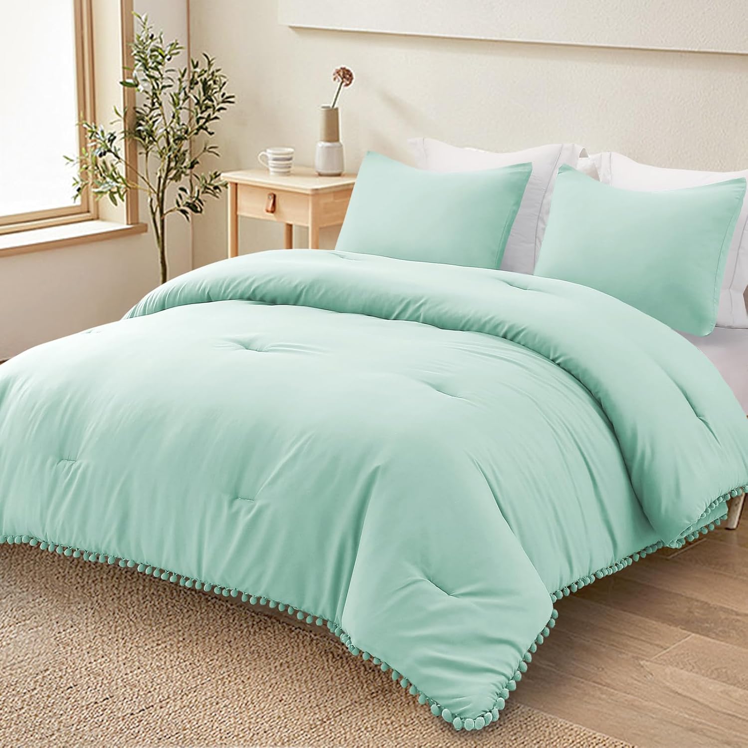 Amazon.com: Exclusivo Mezcla Boho Pom Pom Ball Fringe Twin Comforter ...