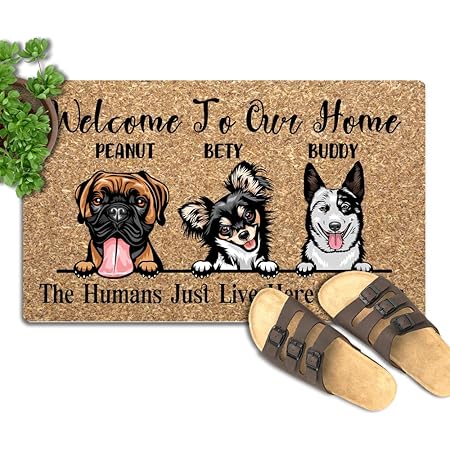 Amazon.com: Door Mat 23.6"x15.7", Dog Name Welcome to Our Home - Custom ...