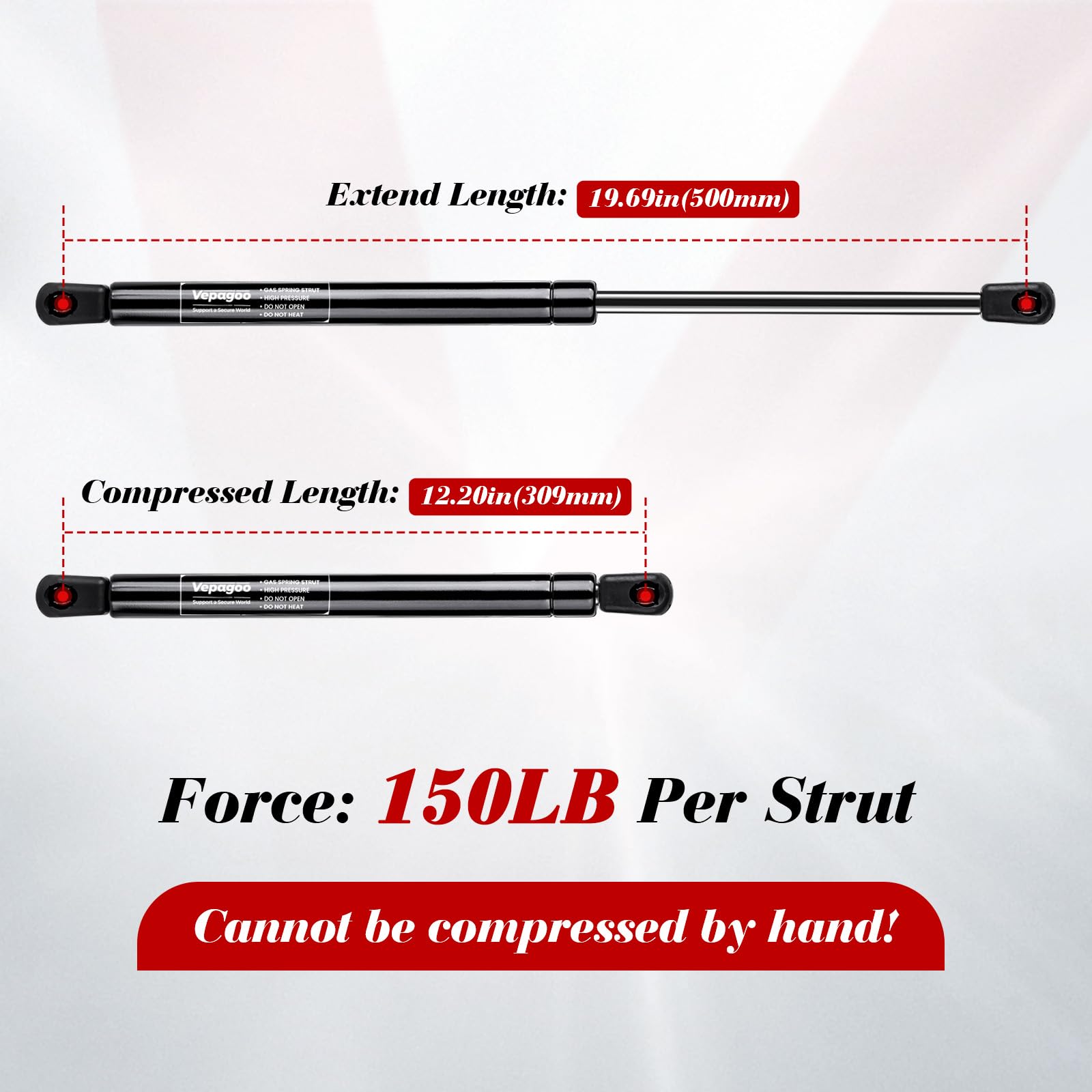 Snapklik.com : C16-17566 20 Inch 150Lb/667N Gas Shock Struts Lift For ...