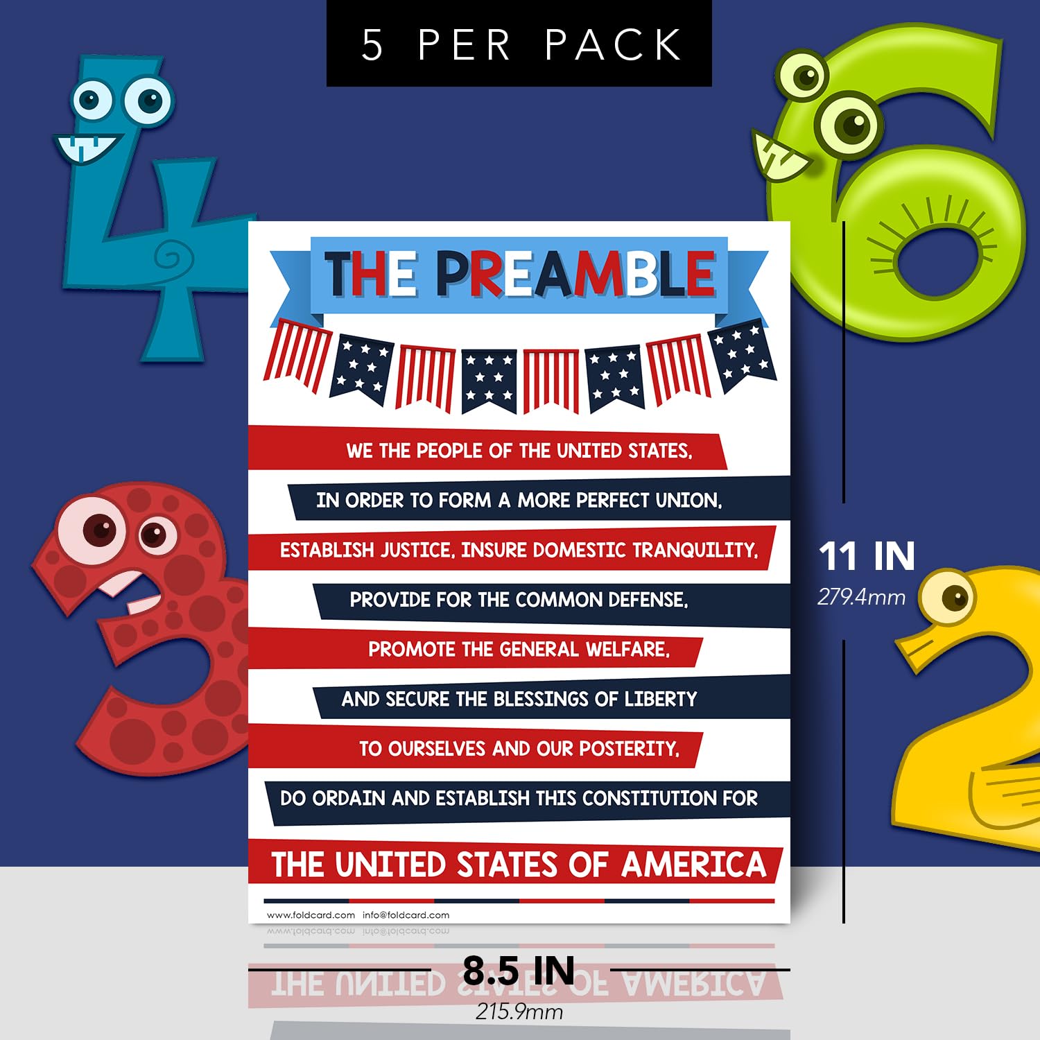 Snapklik.com : The Preamble USA Educational Posters For Kids Classroom ...