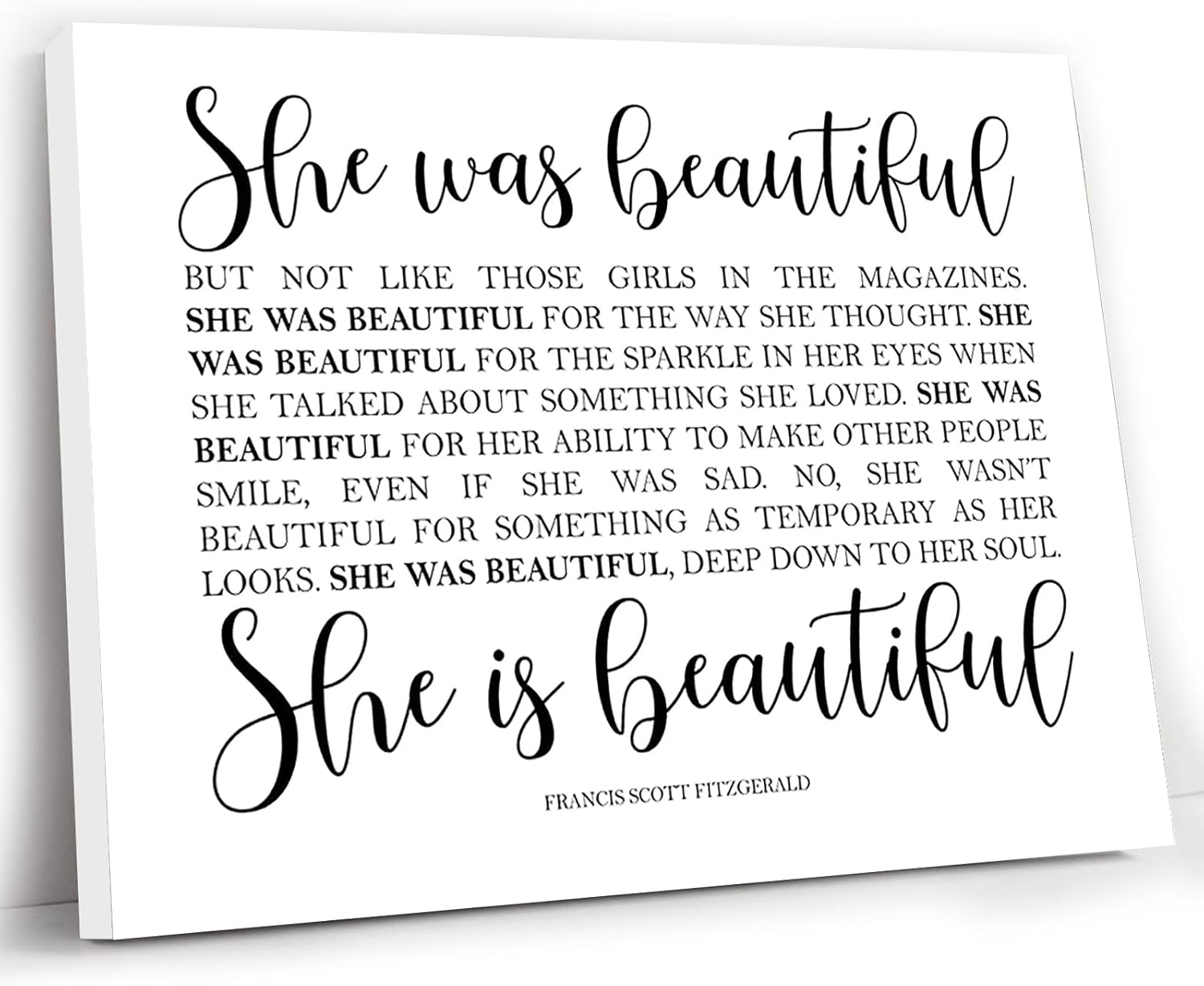 Amazon.com: Framed Motivational Wall Art,She Was Beautiful Quote,Scott ...