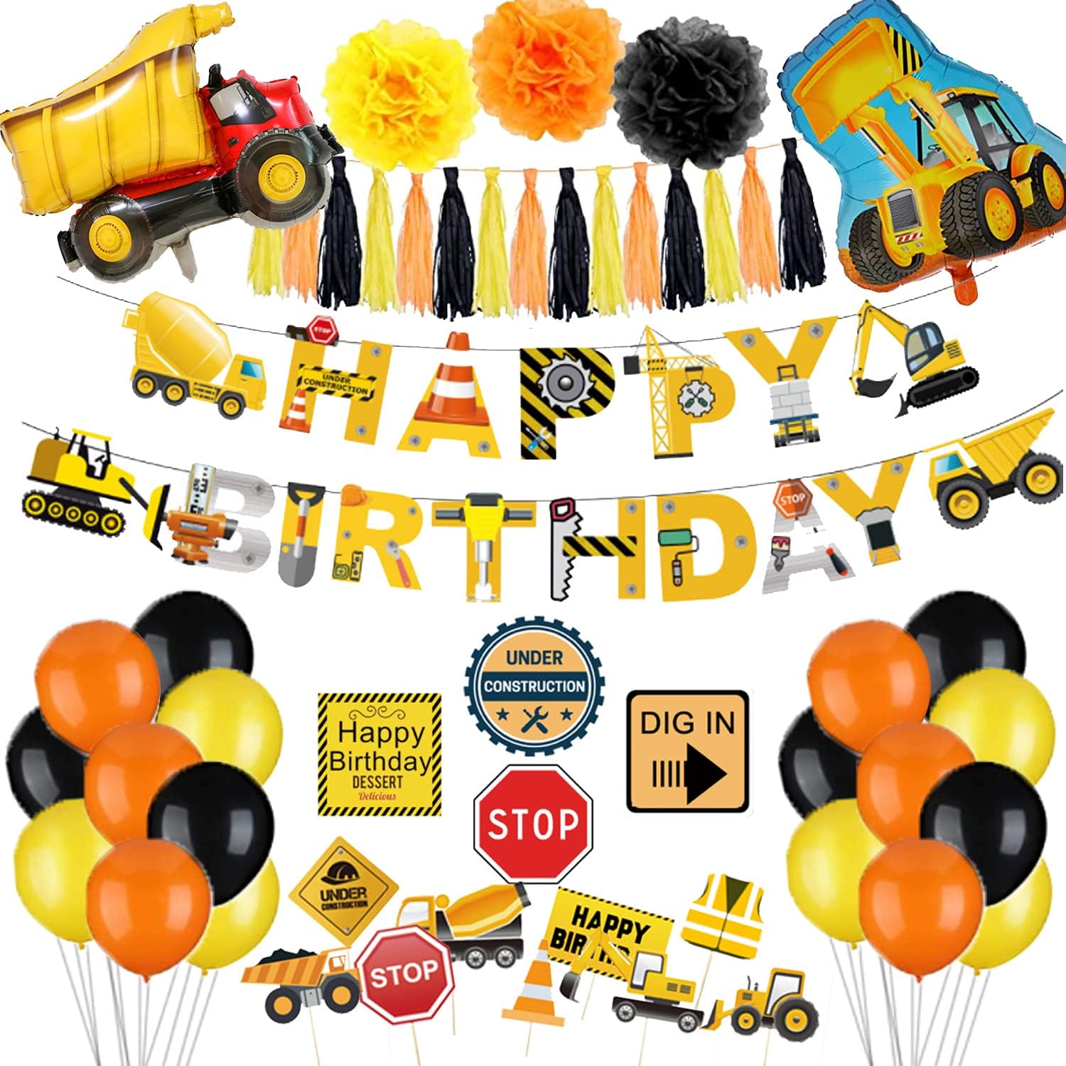 Construction Birthday Party Supplies, Construction Party Decorations ...