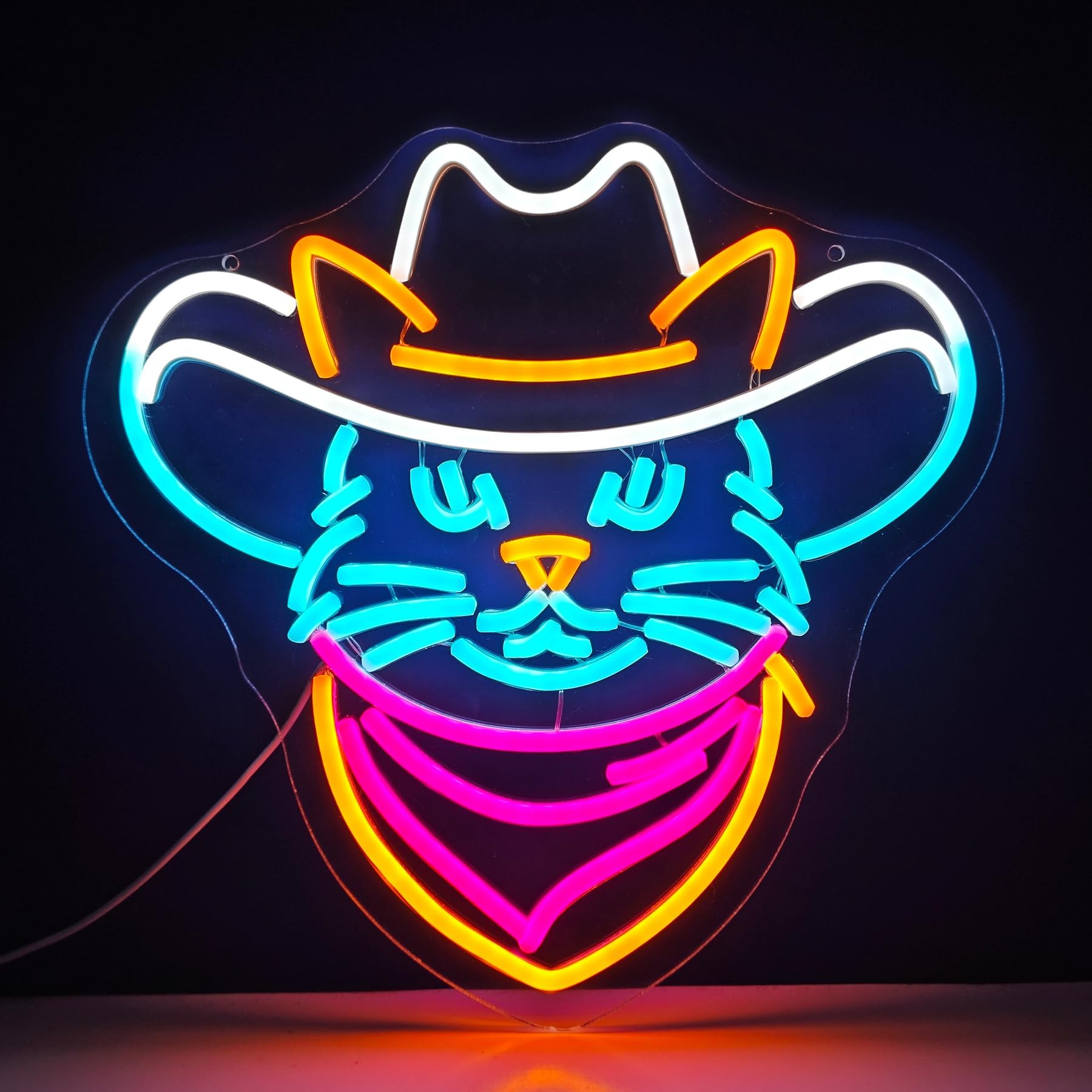 Amazon.com : Cowboy Cat Neon Sign - Adjustable Dimmable LED Neon Light ...