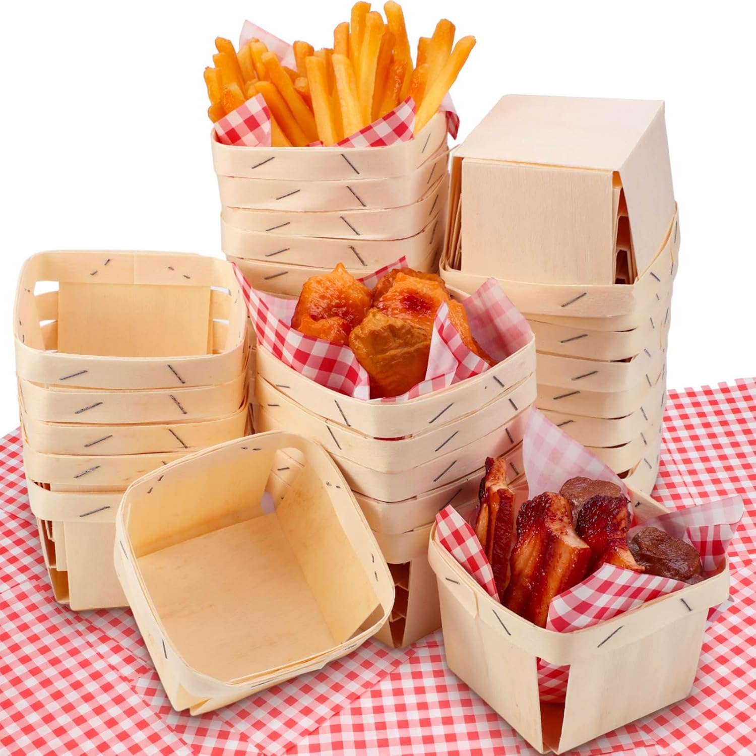 Amazon.com: Thyle 60 Pcs/30 Sets One Pint Wood Berry Basket with ...