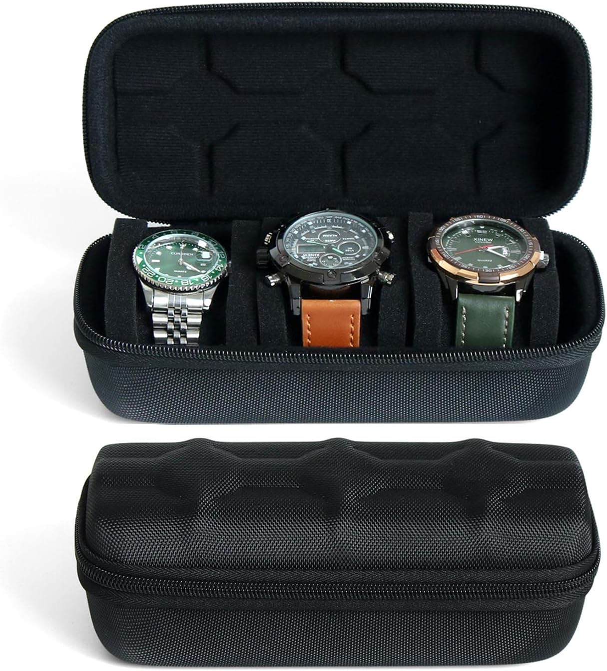 Amazon.com: Besforu Hard watch box organizer for men or Women 3 watch travel case Portable ...