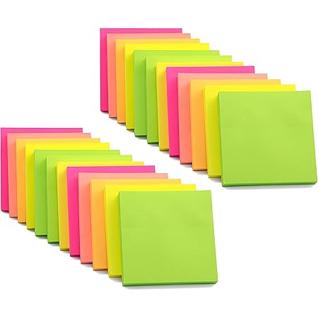 Evergreen Goods™ 24 Pads Sticky Notes | Bright Coloured (Yellow, Pink ...