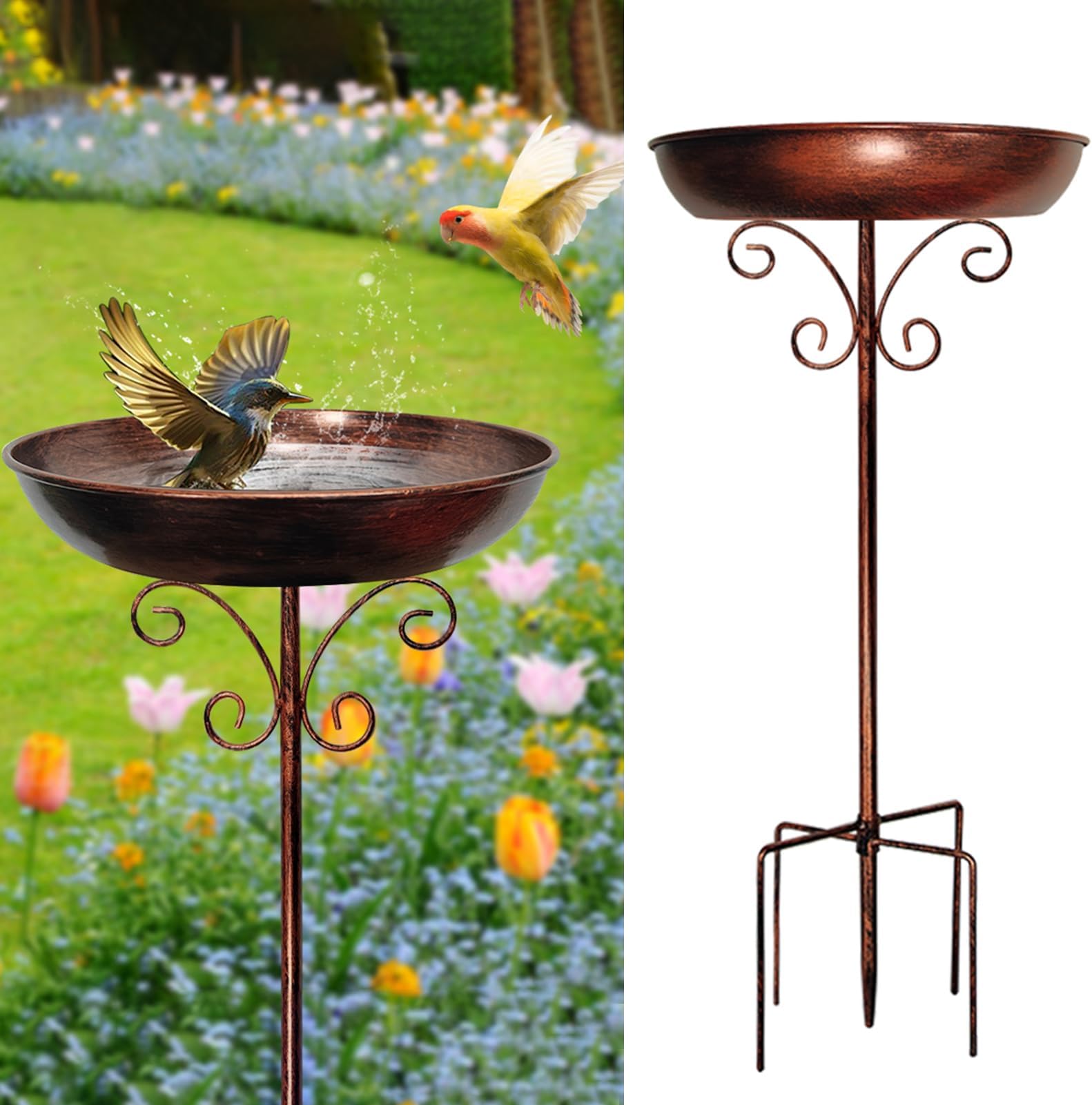 35In Metal Bird Bath for Garden Bird Baths Feeder Bowl Vintage ...