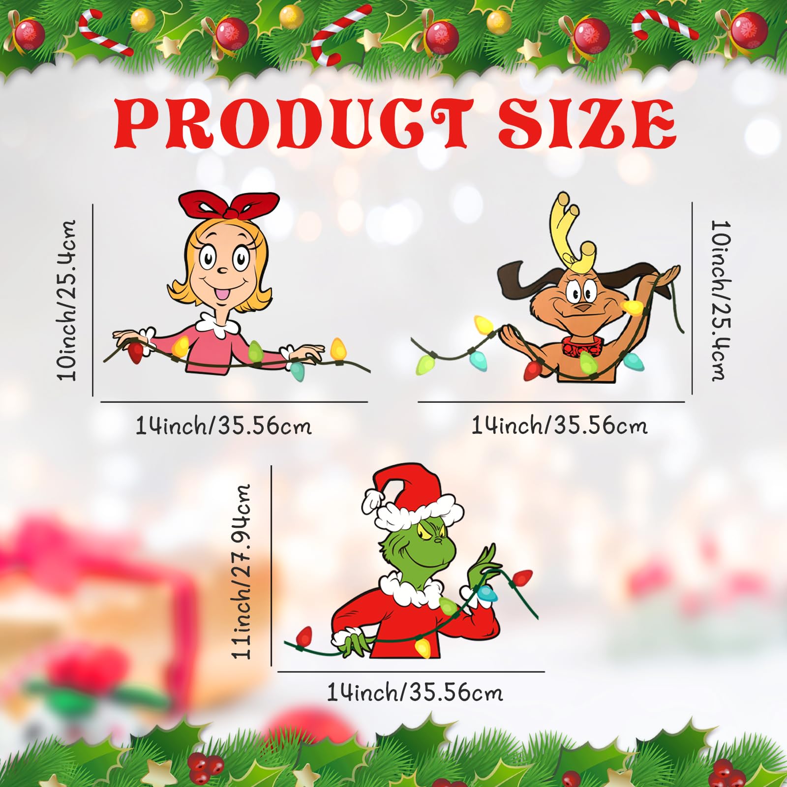 Christmas Car Decorations Window Stickers - 3pcs Funny Gnome Christmas ...