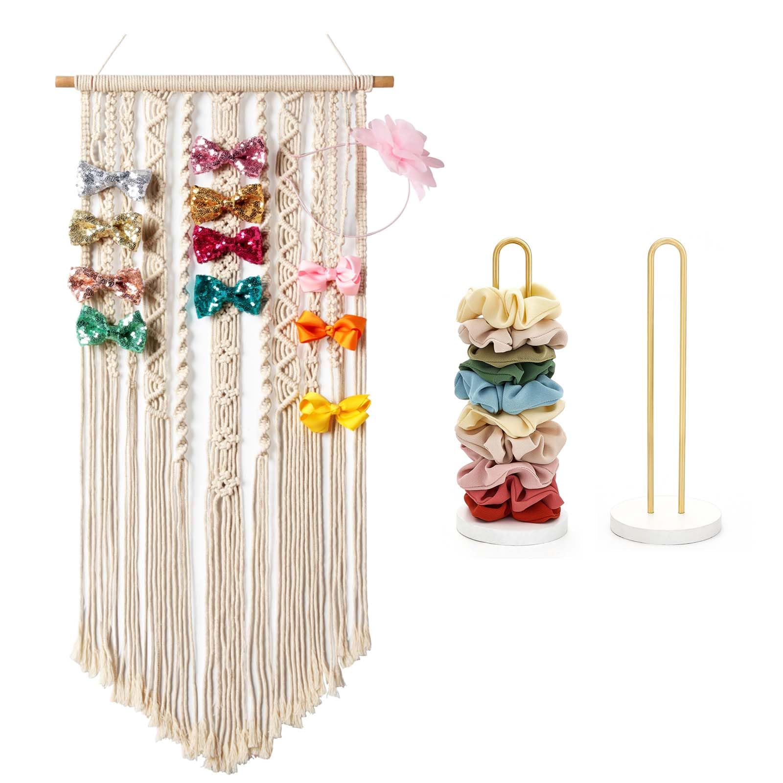 Amazon.com: Mkono Macrame Bow Holder Hanging Hair Bow Organizer for ...