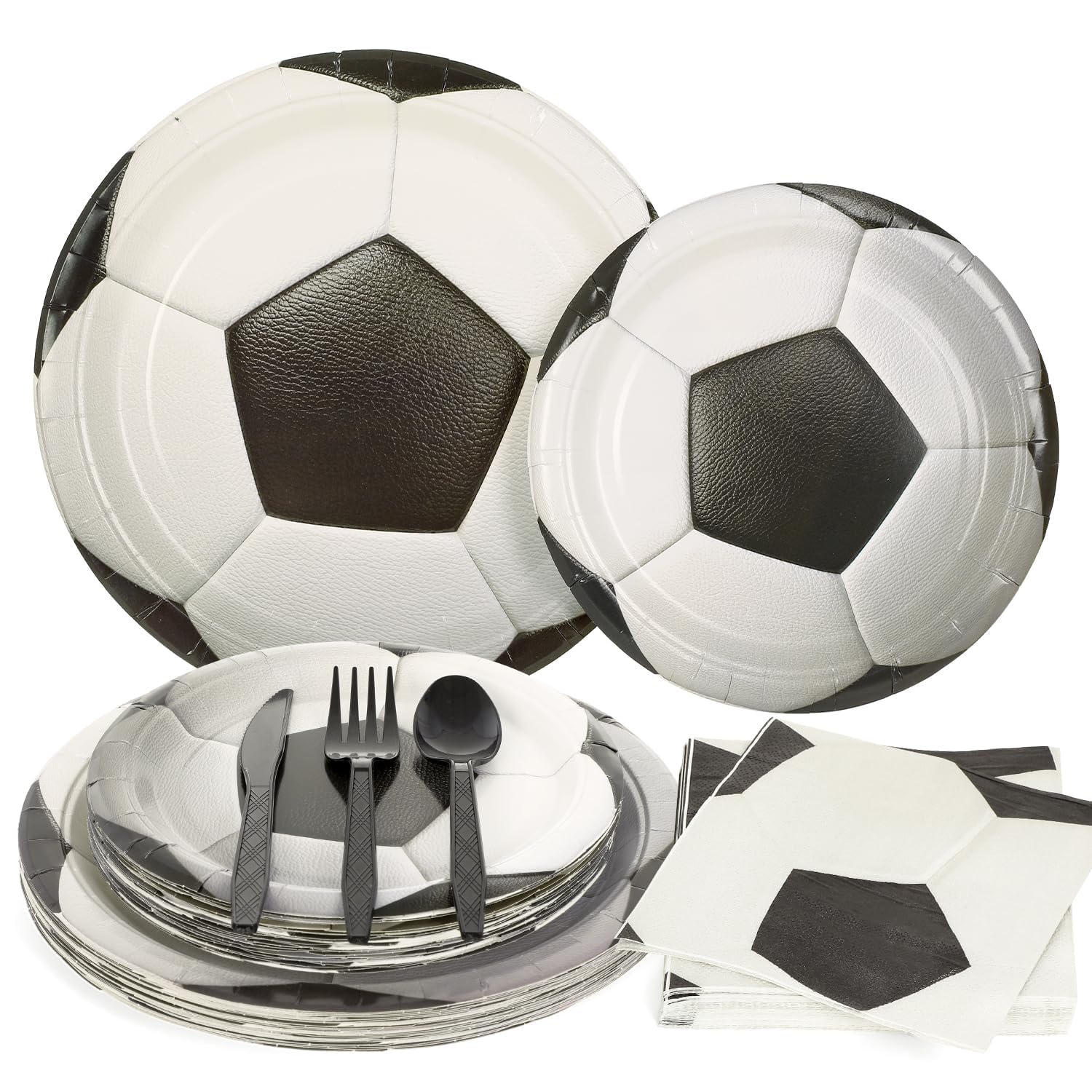 Amazon.com: FULJOOY 144 Pcs 3D Soccer Party Supplies Paper Soccer ...