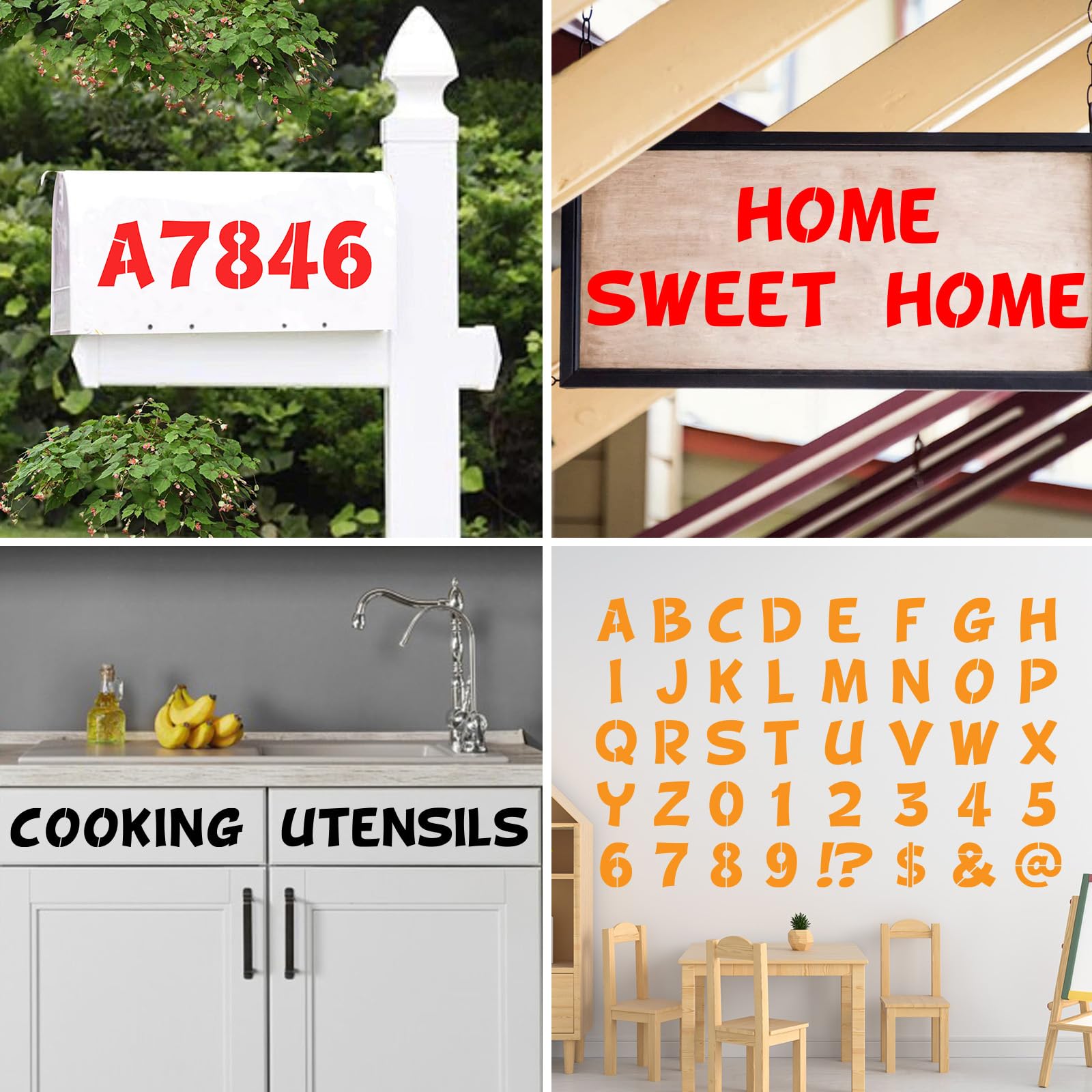 Snapklik.com : 2 Inch Letter And Number Stencils, 40 Pcs Reusable ...