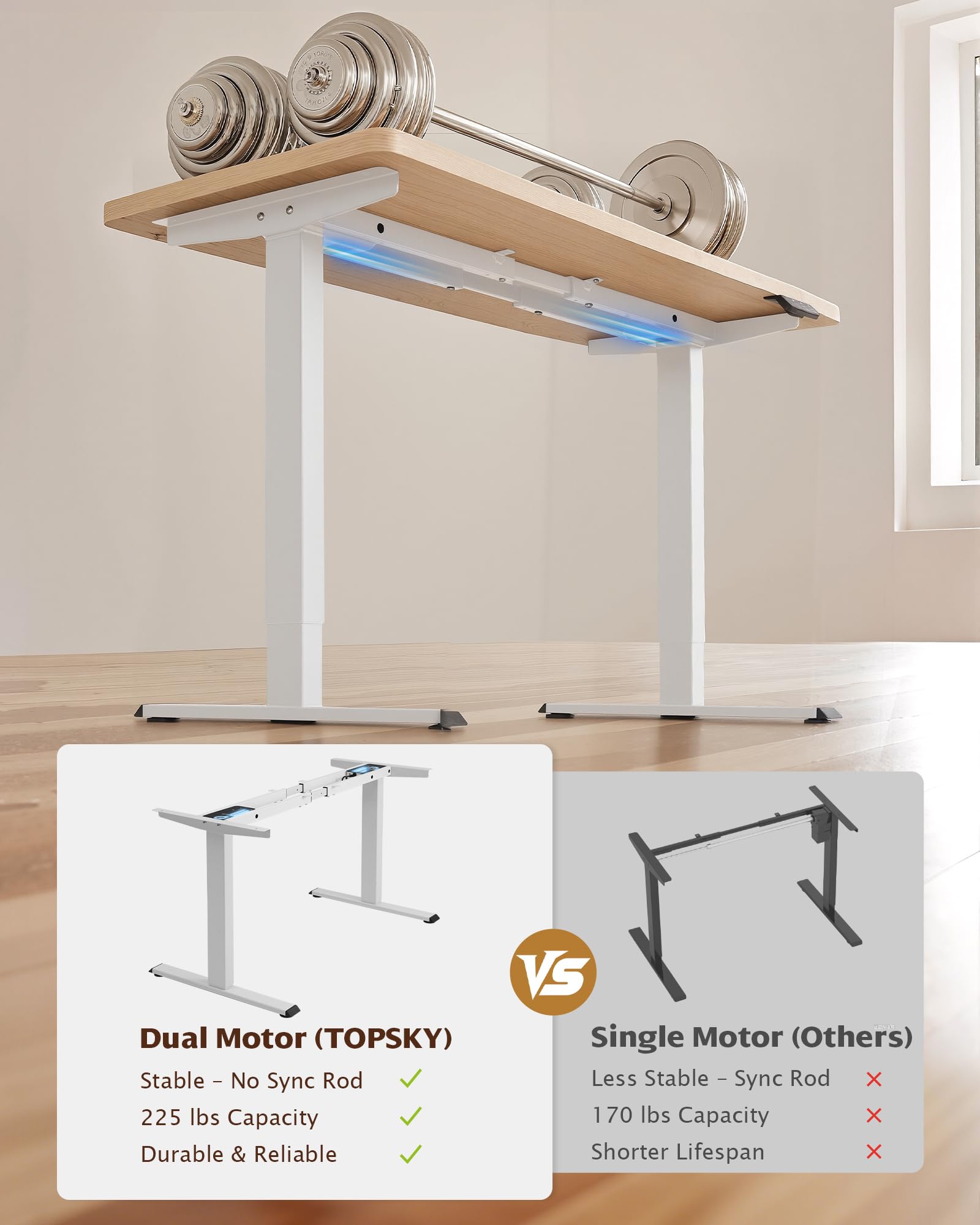 Snapklik.com : TOPSKY Dual Motor Electric Adjustable Standing For Up To ...