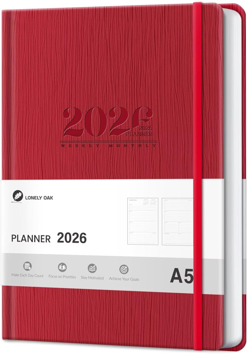 2026 Diary, Weekly and Monthly Planners, Faux Leather Daily Calendar ...